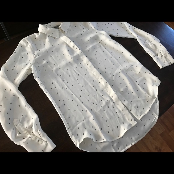 H&M | Tops | Nwot Light Weight Button Down With Heart Print | Poshmark